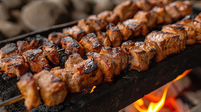 Rustic Souvla Delight stock image. Image of steak, meat - 303080871