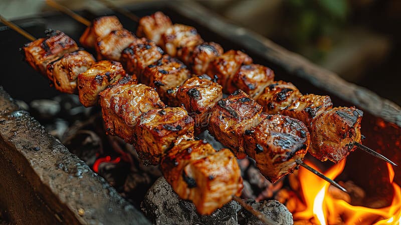 Rustic Souvla Delight stock illustration. Illustration of dish - 303081534