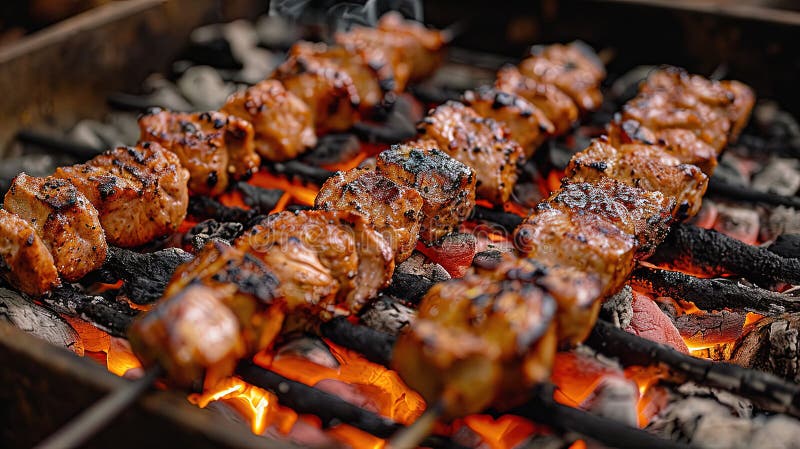 Rustic Souvla Delight stock illustration. Illustration of lamb - 303081543