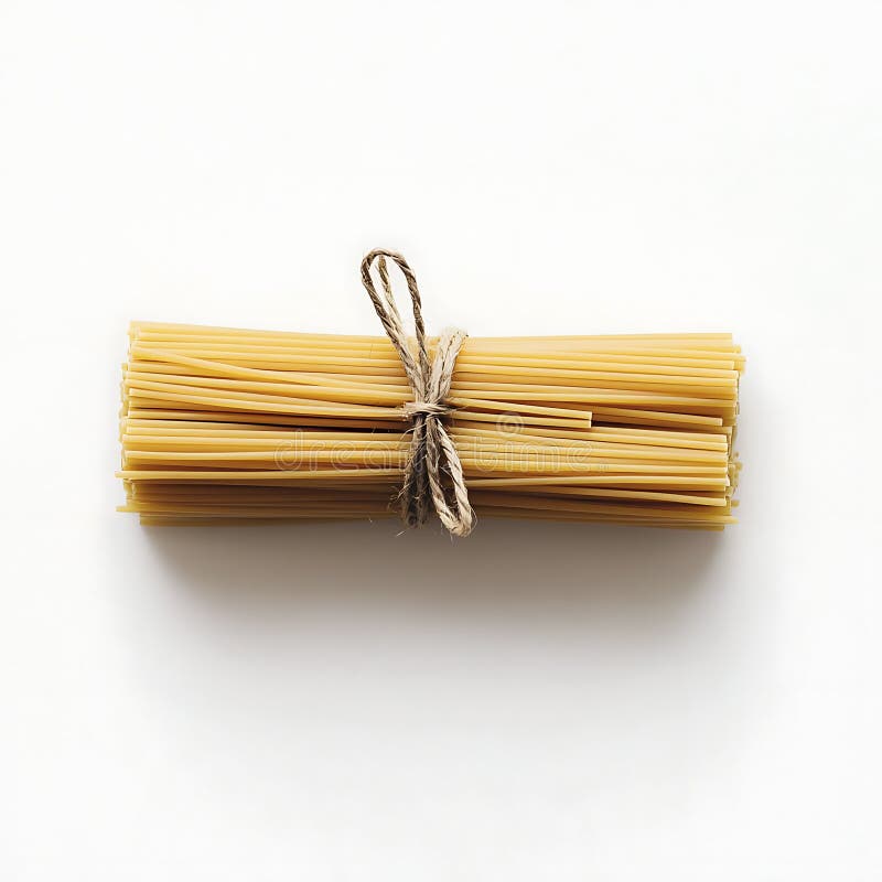 Spaghetti Pasta Bundle Tied Twine Simple White Background Stock Photos ...