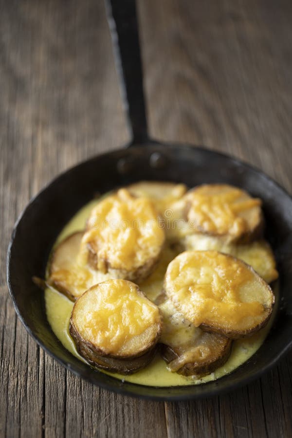 Rustic Spanish Fried Potatoes Patatas Bravas with Cheese Stock Image ...