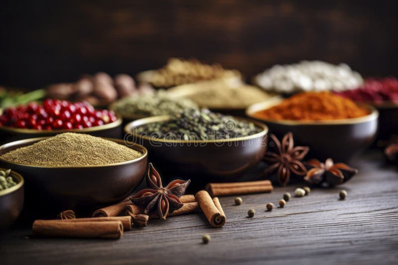 Rustic Spice Assortment Display Stock Illustration - Illustration of ...