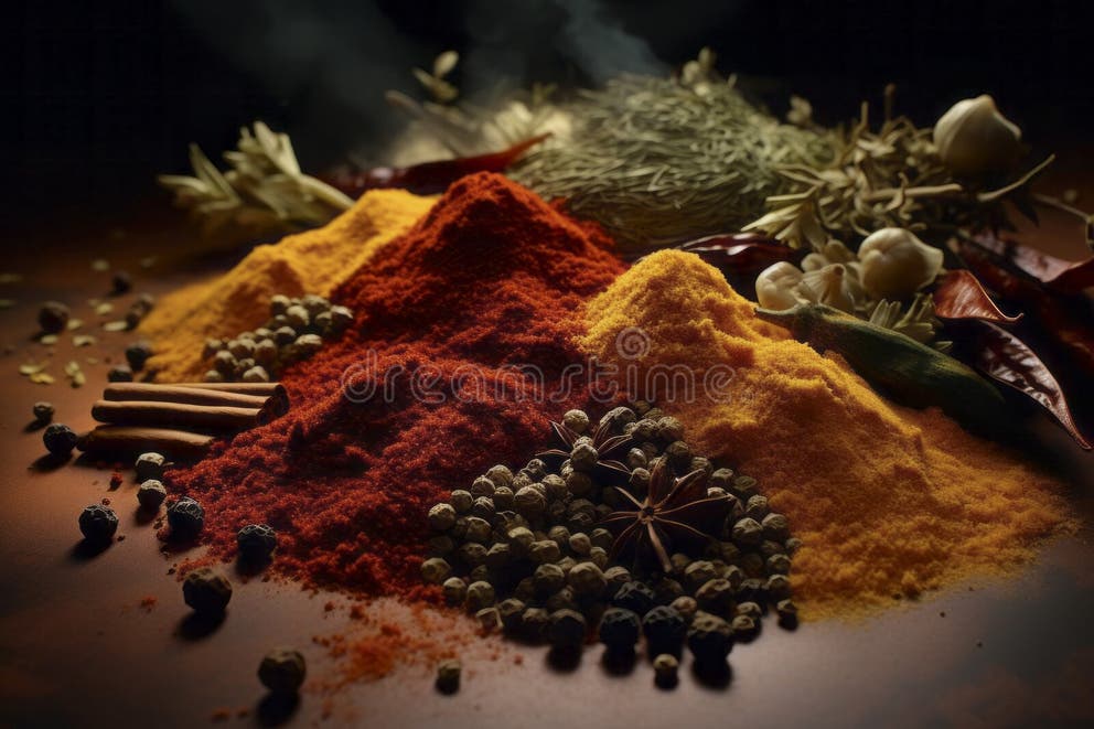 Rustic Spice Assortment Display Stock Illustration - Illustration of ...