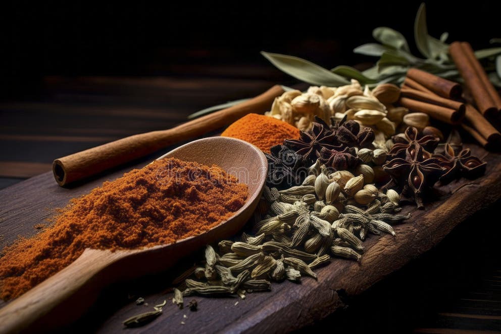 Rustic Spice Assortment Display Stock Illustration - Illustration of ...