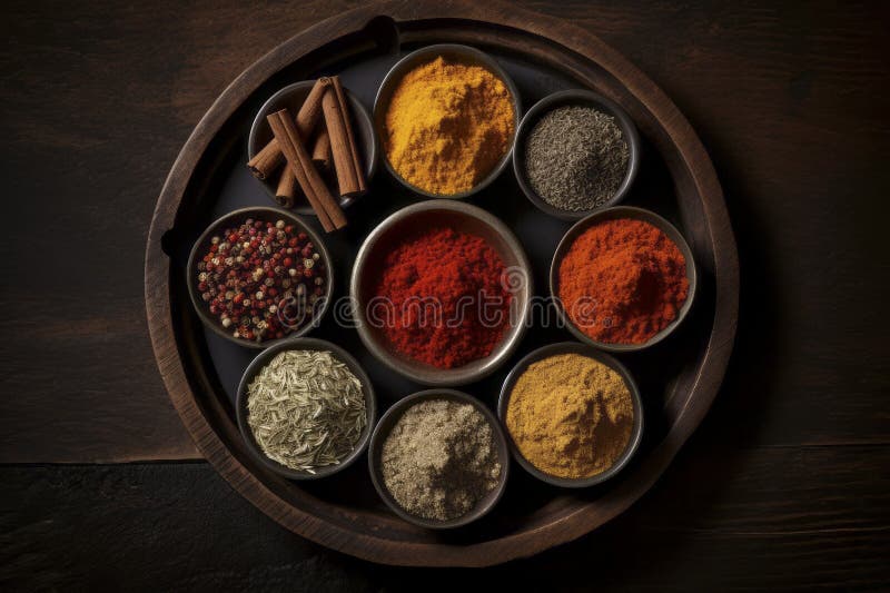 Rustic Spice Assortment Display Stock Illustration - Illustration of ...
