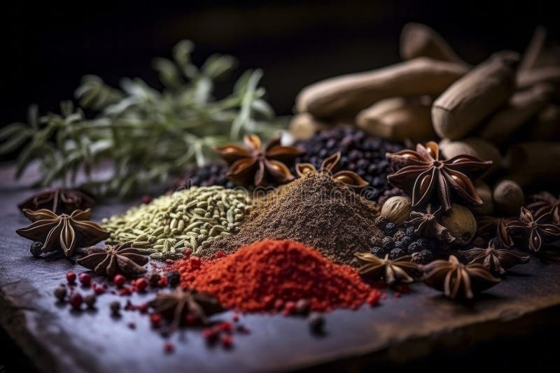 Rustic Spice Assortment Display Stock Illustration - Illustration of ...
