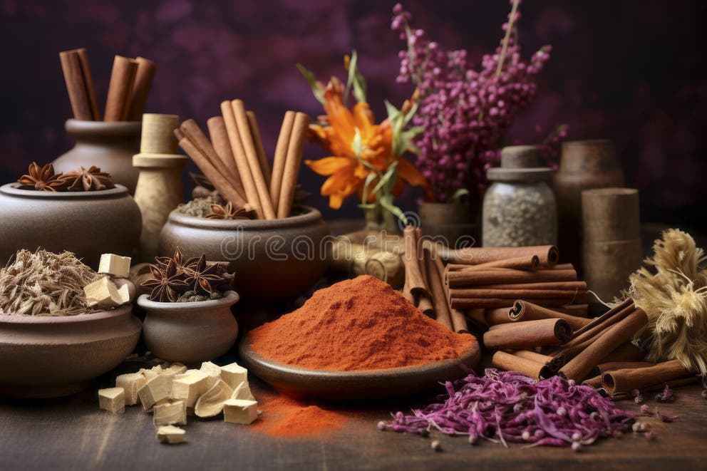 Rustic Spice Assortment Display Stock Illustration - Illustration of ...