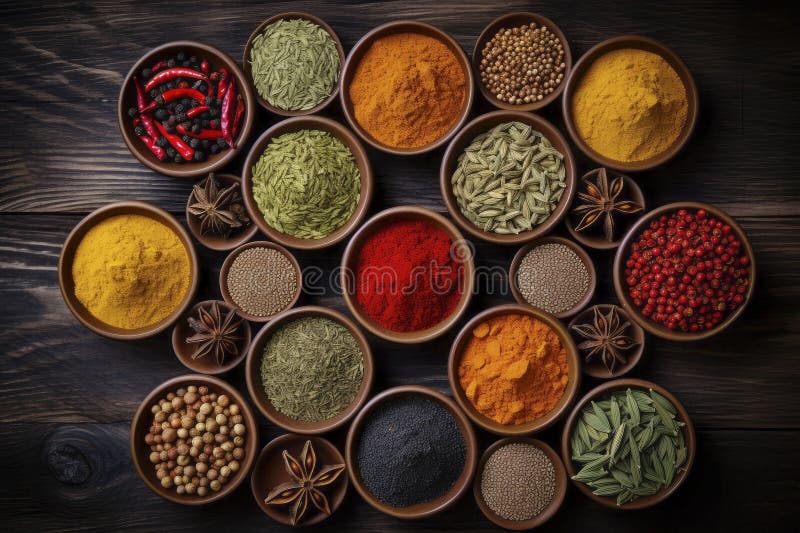Rustic Spice Assortment Display Stock Illustration - Illustration of ...
