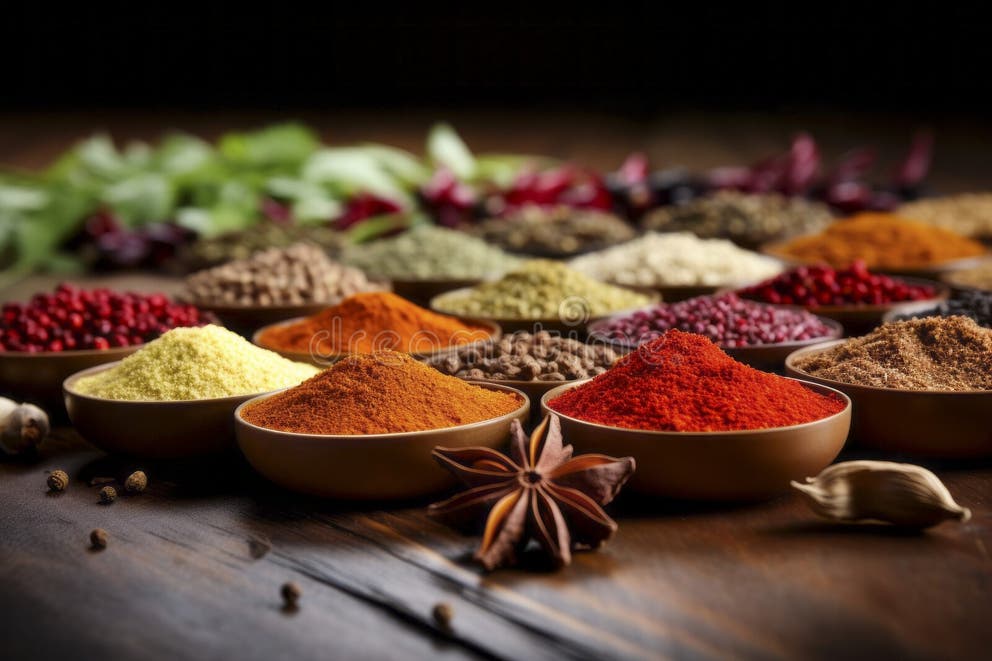 Rustic Spice Assortment Display Stock Illustration - Illustration of ...