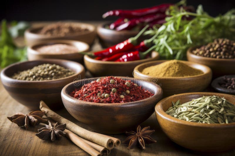 Rustic Spice Assortment Display Stock Illustration - Illustration of ...