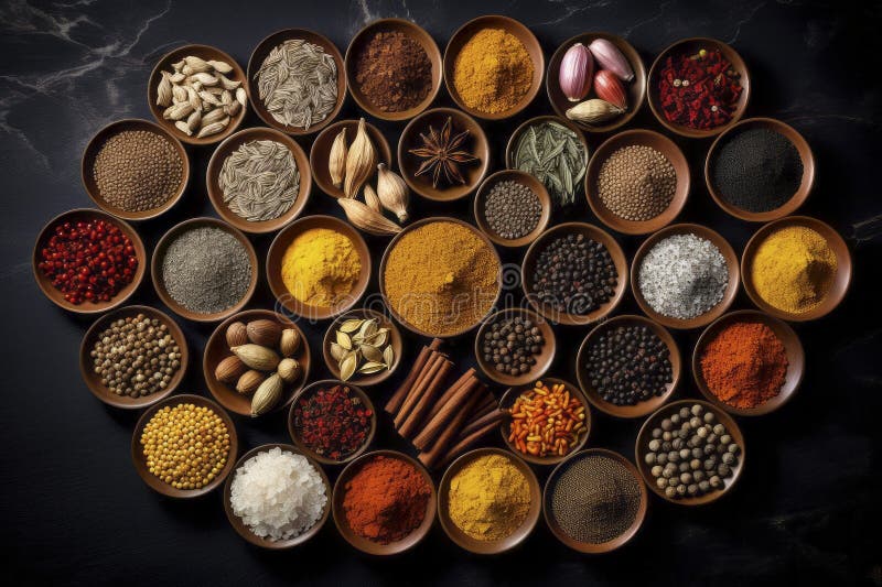 Rustic Spice Assortment Display Stock Illustration - Illustration of ...