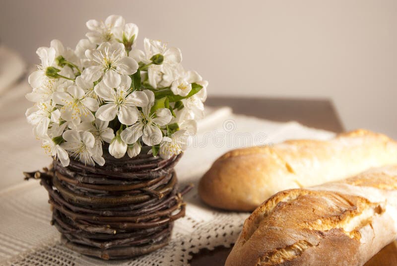 Rustic spring setting stock image. Image of fresh, baguettes - 19719007