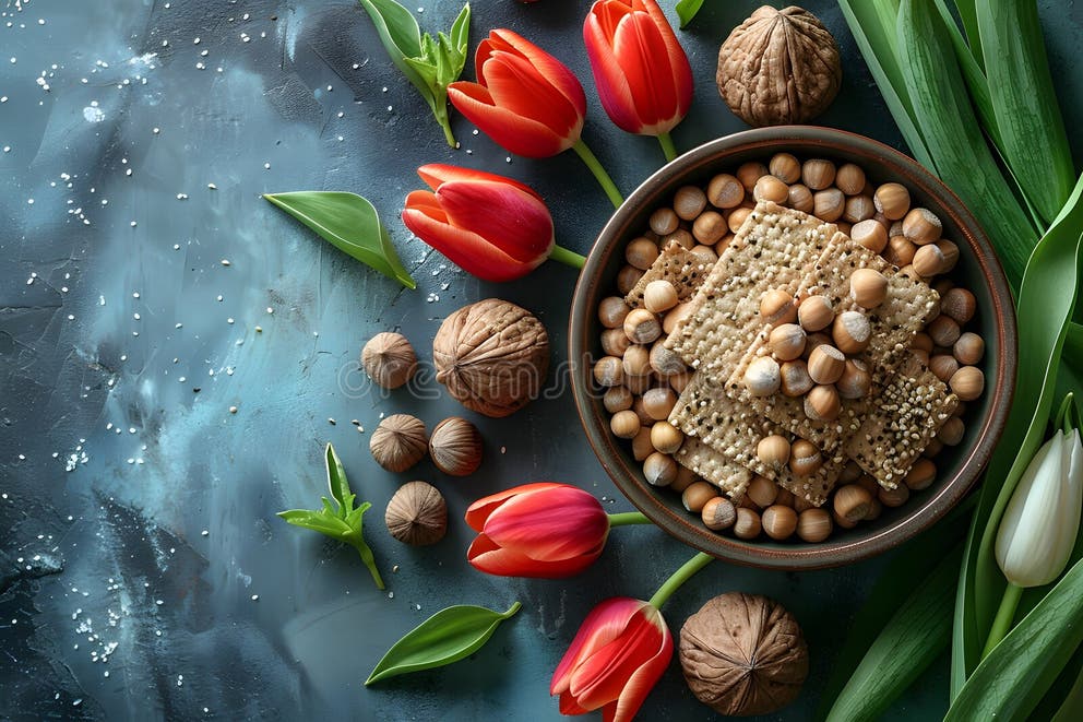 Rustic Spring Tablescape with Tulips, Nuts, and Seeds for Culinary ...