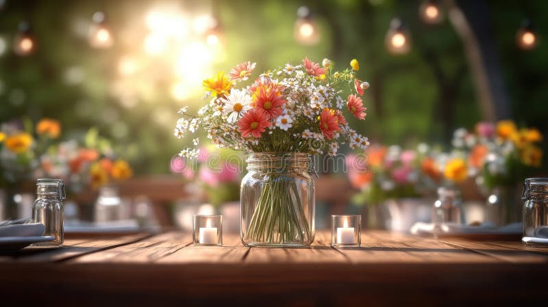 Rustic Spring Wedding, a Spring Wedding Table Featuring Mason Jar Vases ...