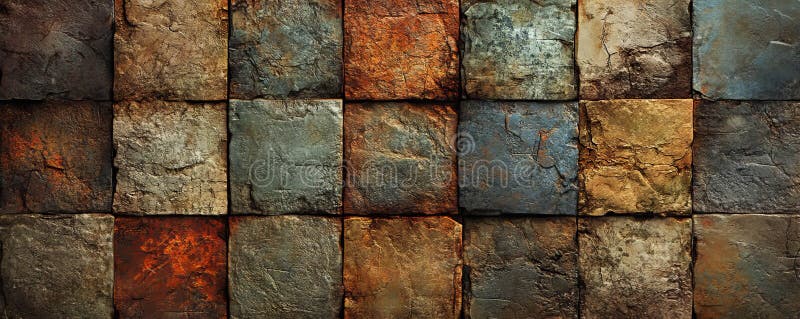 Rustic Square Grid Texture on Weathered Stone Surface for Design ...