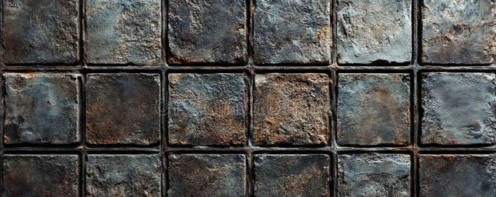 Rustic Square Grid Texture on Weathered Stone Wall for Architectural ...