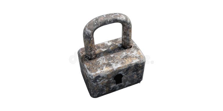 Rustic Square Padlock with Weathered Metal Texture Isolated on ...