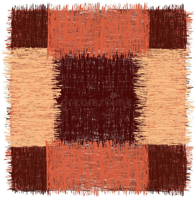 Rustic Square Rug with Grunge Striped Rough Elements in Brown, Orange ...