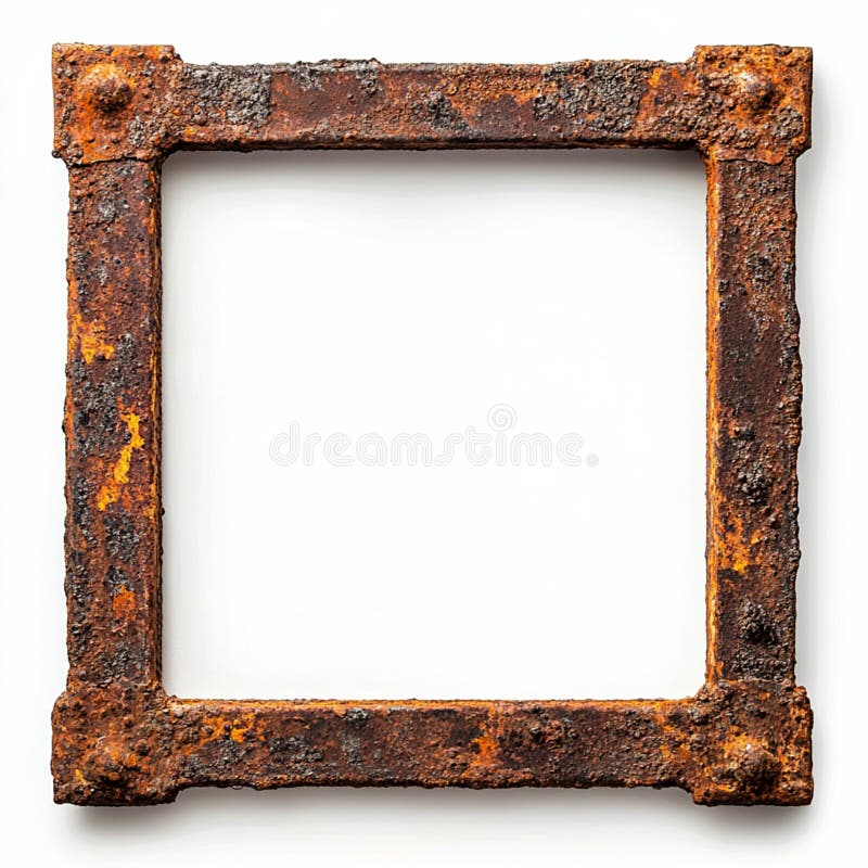 Rustic Square Rusty Metal Frame Border Design Red Old Art Iron Aged ...