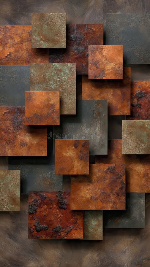 Rustic Squares: Layered Metal Textures in Bronze, Copper, and Patina ...