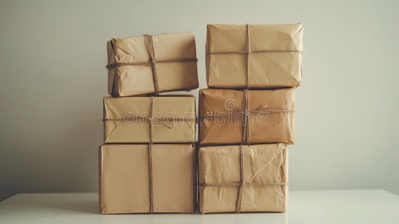 Rustic Stack Wrapped Boxes Storage Shipping Stock Photos - Free ...
