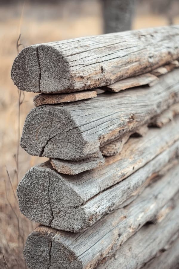 Rustic Stacked Log Corner Weathered Timber Detail, Natural Texture of ...