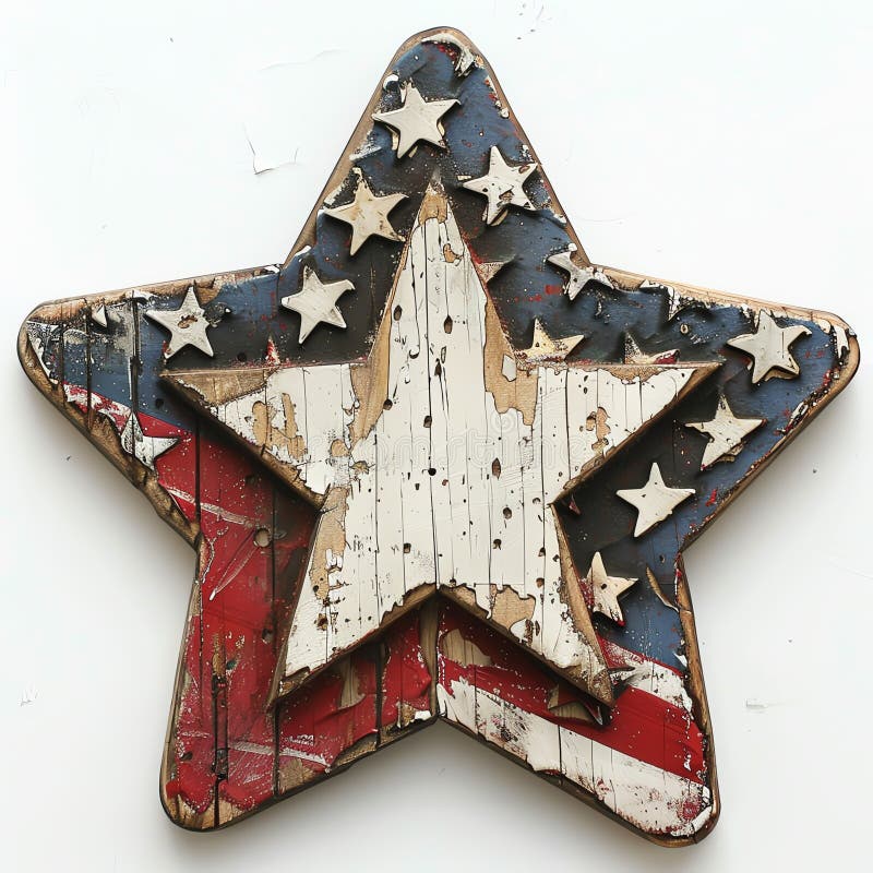 Rustic Starshaped Wall Decoration Featuring American Flag Design with ...