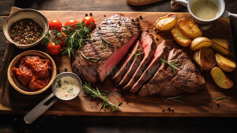 Rustic Steak Feast with Fresh Herbs Stock Image - Image of presentation ...