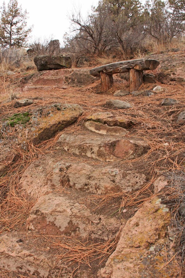 Rustic Steps and Bench stock photo. Image of river, adventure - 24498680