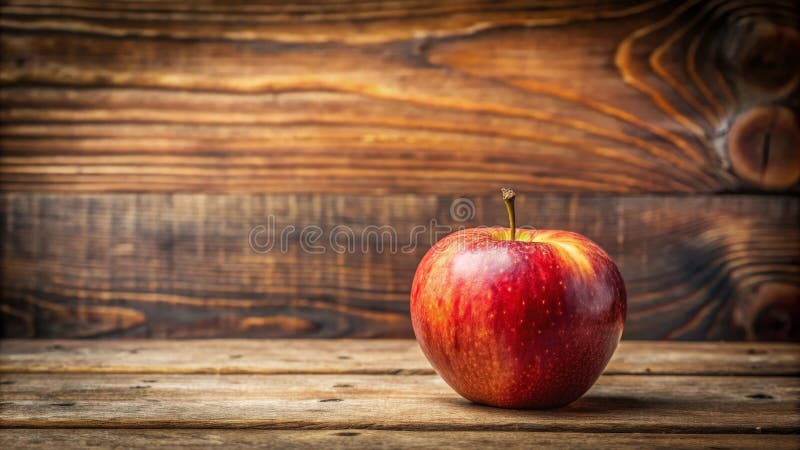Rustic Still Life Featuring a Single, Vibrant Red Apple on Weathered ...