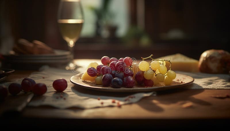 Rustic Still Life: Fresh Grape Snack and Gourmet Wine Celebration ...