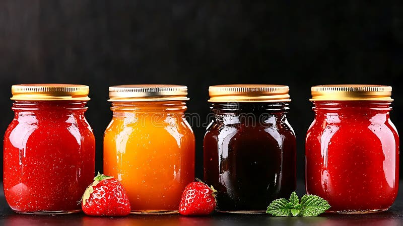 Rustic Still Life of Jam Jars on Table Stock Illustration ...