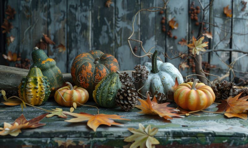 A Rustic Still Life with a Pumpkins Stock Image - Image of holiday ...