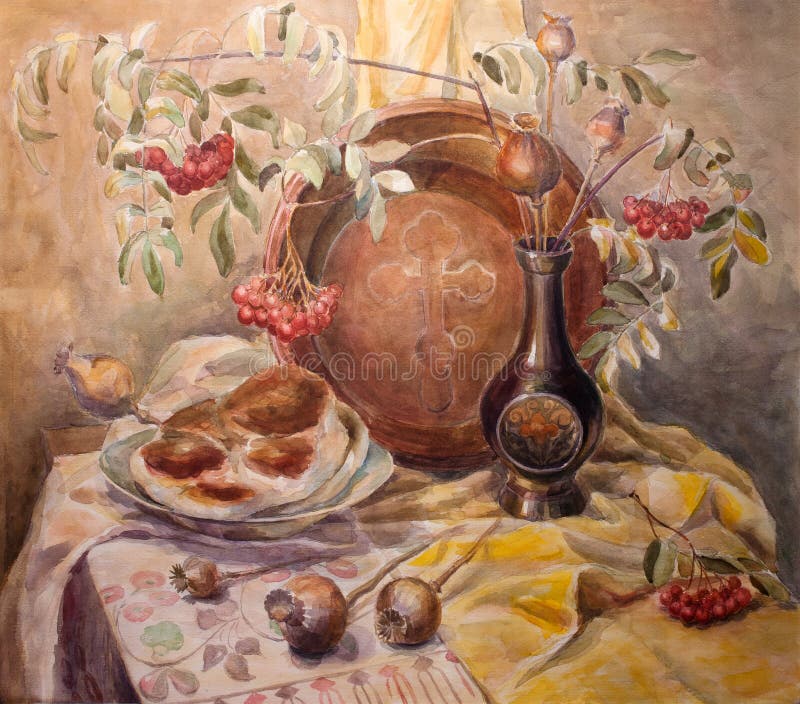 Rustic still life stock illustration. Illustration of plant - 50631999