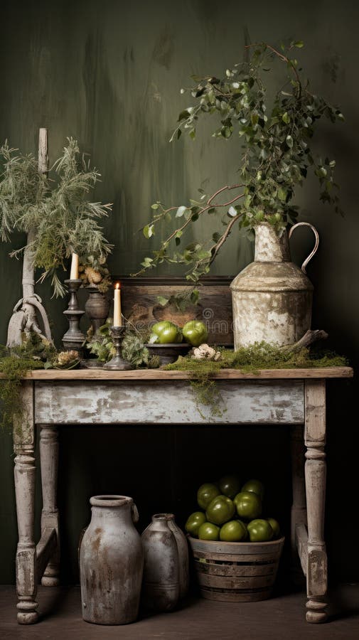 Rustic Still Life .vertical Arrangement Stock Illustration ...