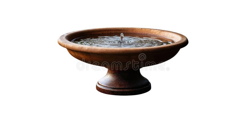 Rustic Stone Bird Bath with Water Ripple Effect Isolated on Transparent ...