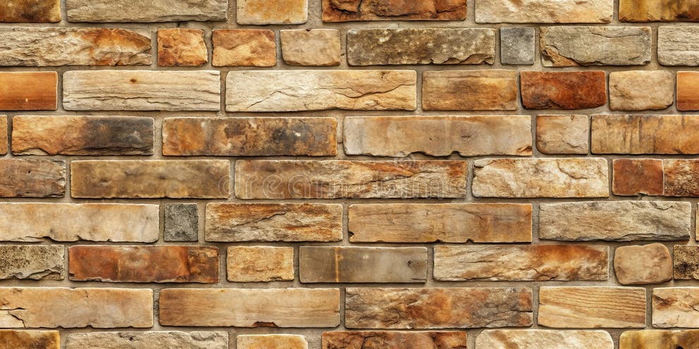 Rustic Stone Brick Wall Texture a Seamless Pattern for Design Projects Featuring Earthy Tones ...