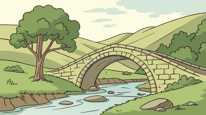 Rustic Stone Bridge Over Stream, Nature Scenery and Peaceful Landscape ...