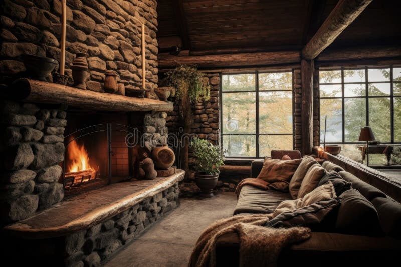 Rustic Stone Fireplaces