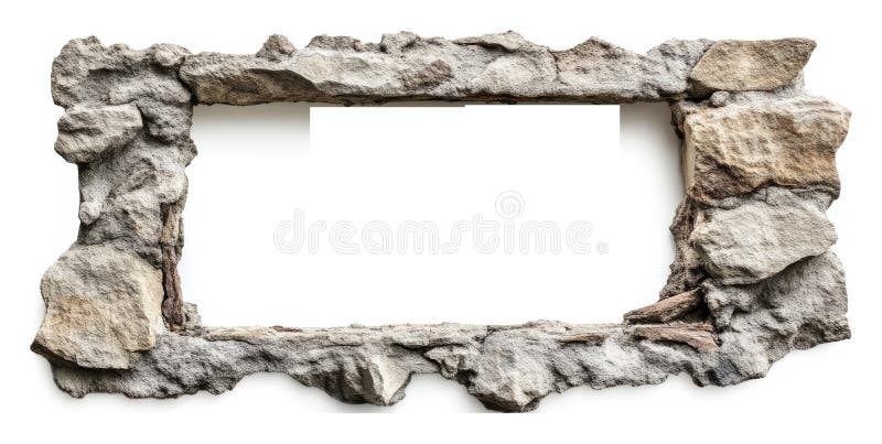 Rustic Stone Frame with Rough Texture and Empty Center, Isolated on ...