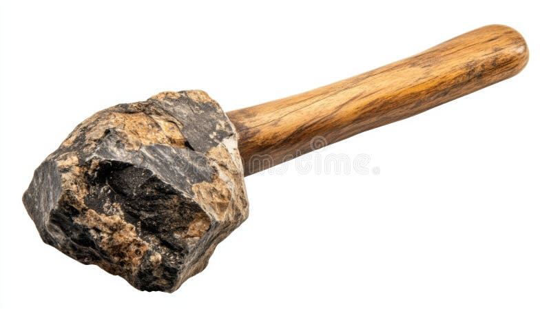A Rustic Stone Hammer with a Wooden Handle on Display. the ...
