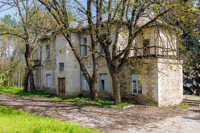 Rustic Stone House Surrounded by Trees in Springtime Stock Image ...