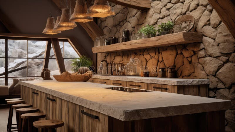 Rustic Stone Kitchen Counter Stock Illustration - Illustration of ...