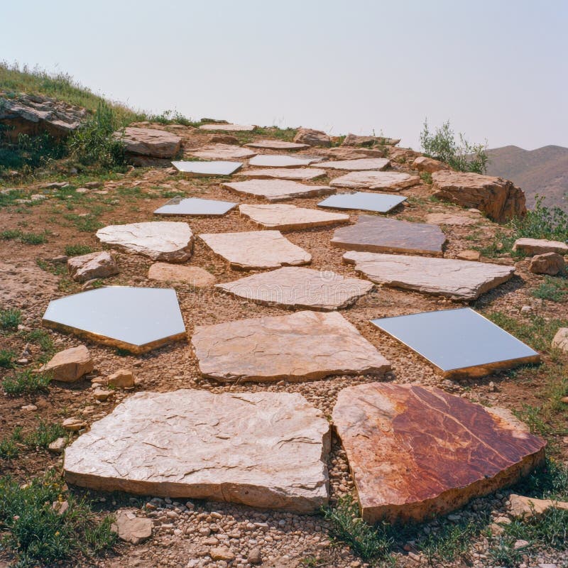 Rustic Stone Pathway in Natural Landscape Stock Illustration ...