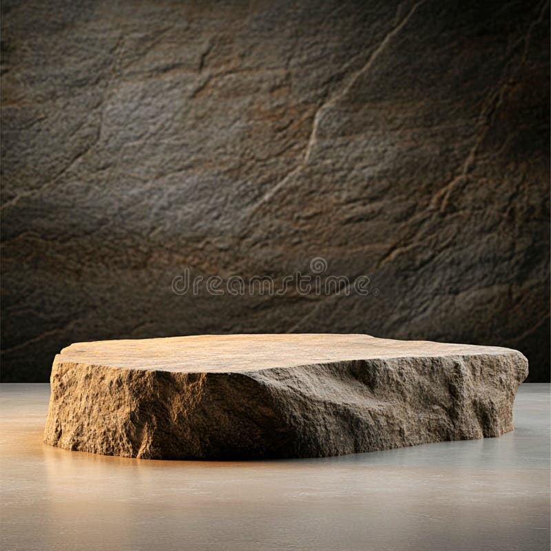 Stone Platform Mockup Rustic Brown Rock Texture Background Display ...