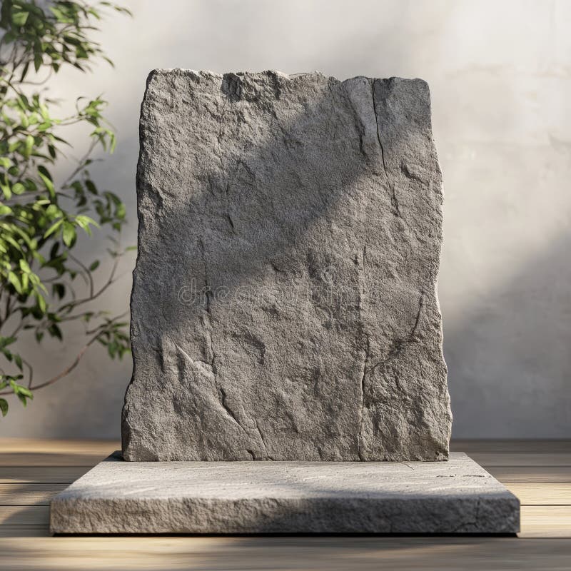 A Rustic Stone Platform Mockup with a Roughhewn Stone Slab Ideal for ...