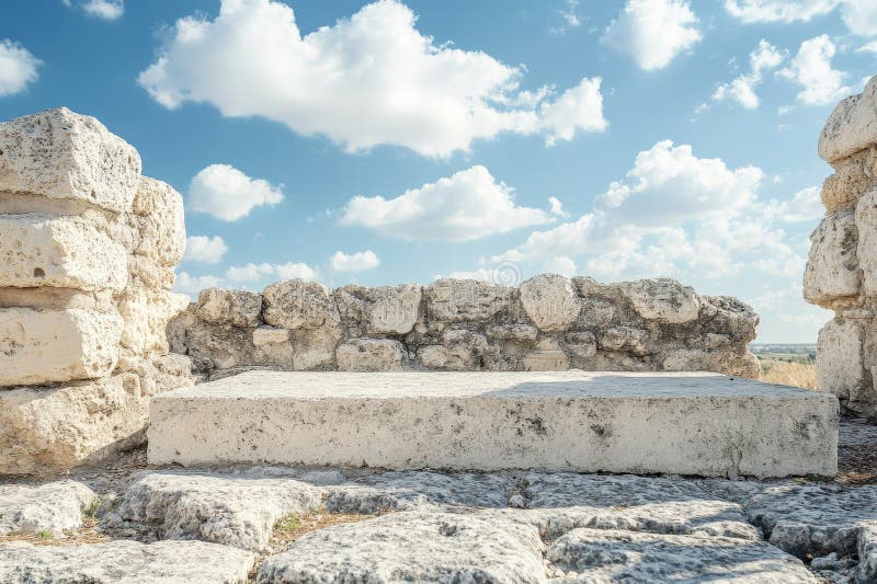 A Rustic Stone Podium with Natural Textures, Set Against a Backdrop of ...