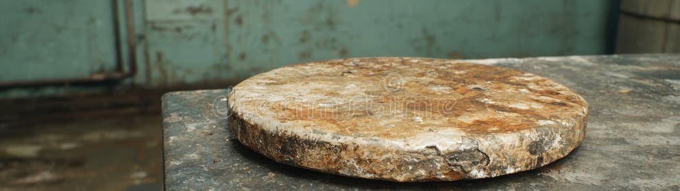 Rustic Stone Slab on Wooden Table Stock Illustration - Illustration of ...