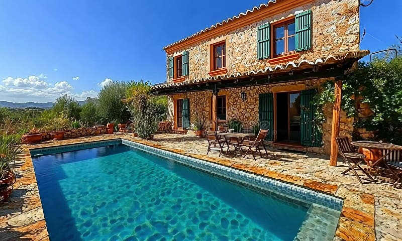Rustic Stone Villa with Pool Stock Video - Video of rentals, realestate ...