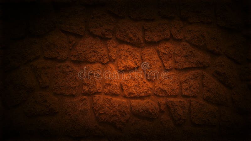 A Rustic Stone Wall Background with a Warm Orange and Black Gradient ...